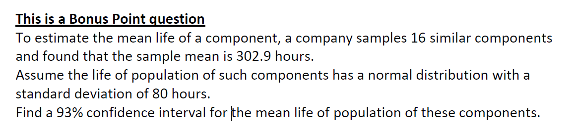 Solved This is a Bonus Point question To estimate the mean | Chegg.com