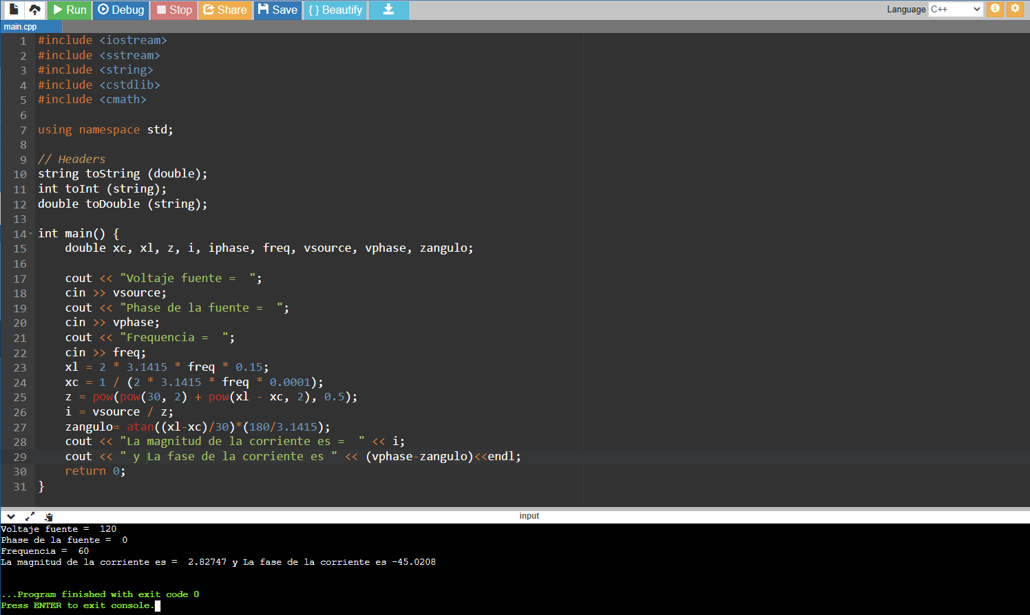 Solved This is a C++ code with the desired results but I | Chegg.com