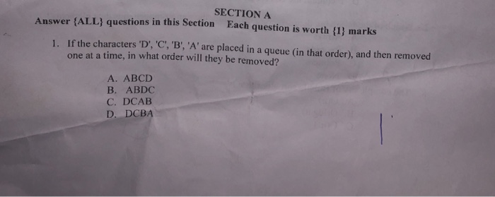 Solved SECTION A Answer (ALL] questions in this Section Each | Chegg.com