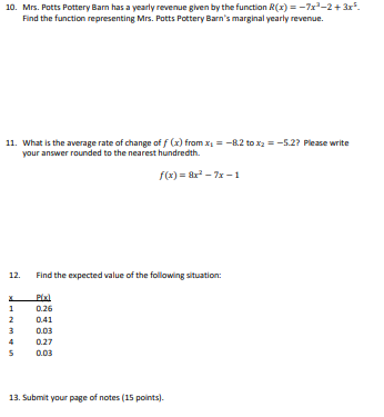 Solved 10. Mrs. Potts Pottery Barn has a yearly revenue | Chegg.com
