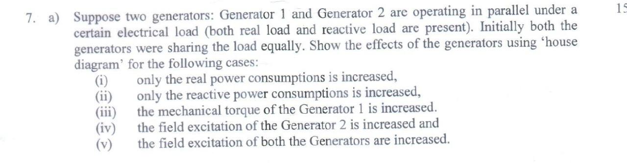 Solved 19 7. a) Suppose two generators: Generator 1 and | Chegg.com