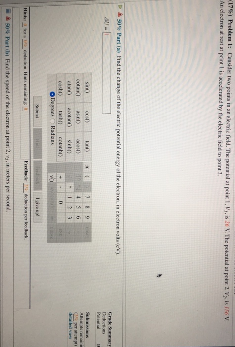 Solved (17%) Problem! : Consider two points in an electric | Chegg.com