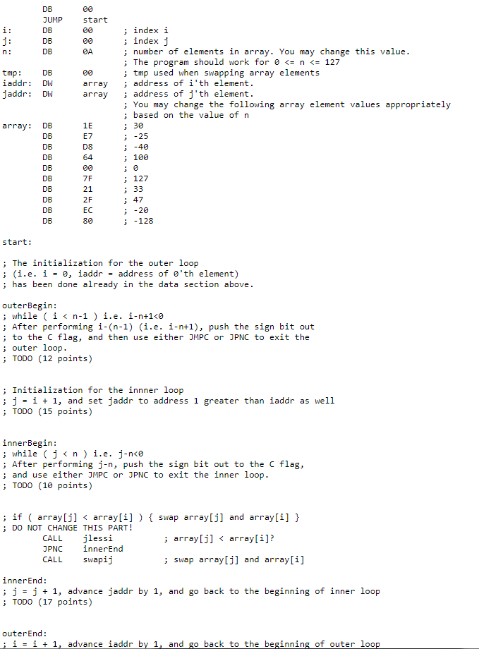 Solved ; Complete the given NSCPU assembly program template | Chegg.com