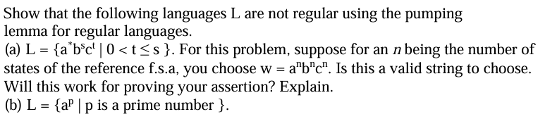 Solved Show that the following languages L ﻿are not regular | Chegg.com