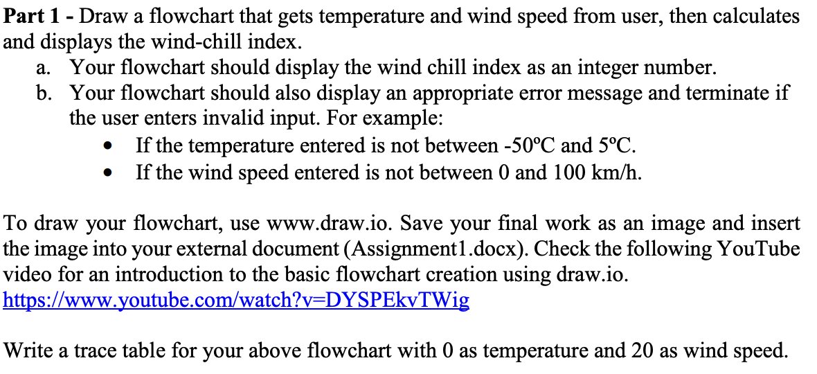 Part 1 - ﻿Draw a flowchart that gets temperature and | Chegg.com