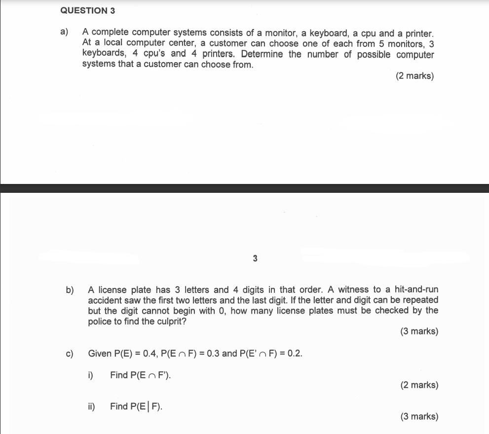 Solved QUESTION 3 a) A complete computer systems consists of | Chegg.com