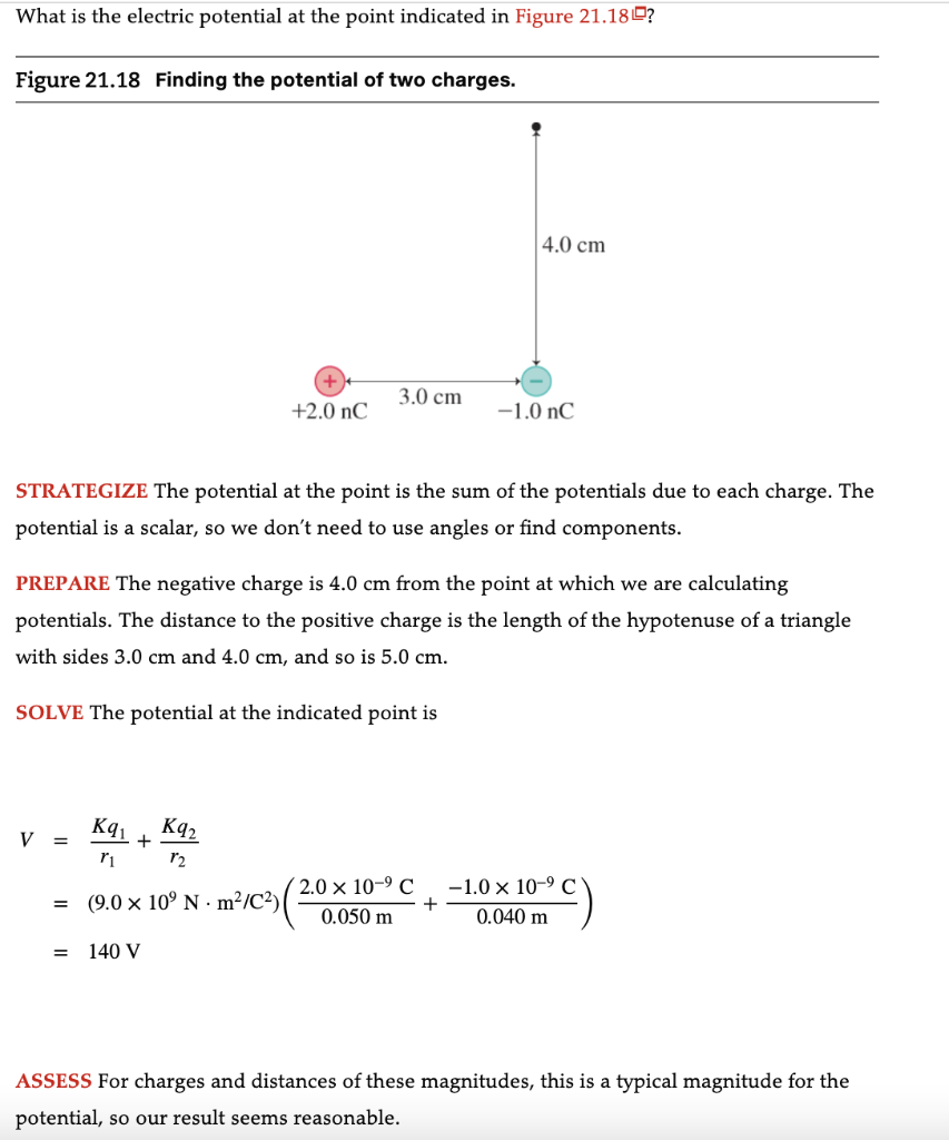 Solved Consider Example 21.12, what is the potential at a | Chegg.com