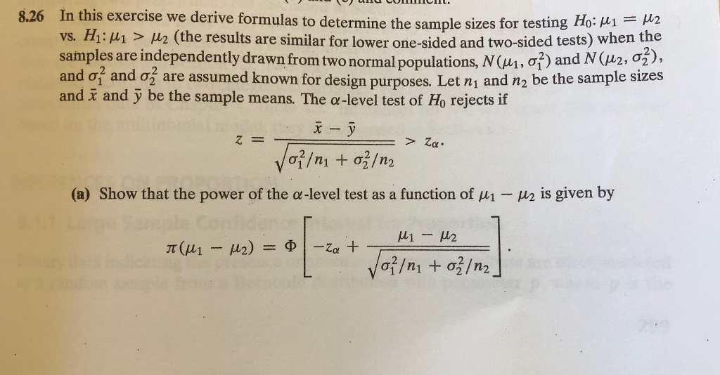 8.26 In this exercise we derive formulas to determine | Chegg.com