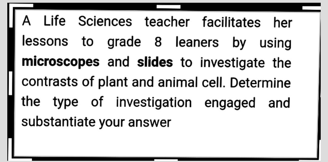 Solved A Life Sciences teacher facilitates her lessons to | Chegg.com