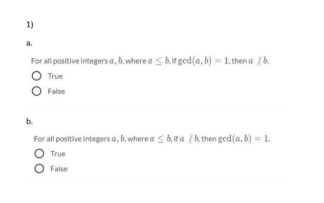 Solved 1) a. For all positive integers a, b, where a | Chegg.com