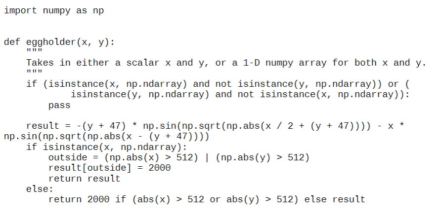 Solved Download the file eggholder.py. This file contains a | Chegg.com