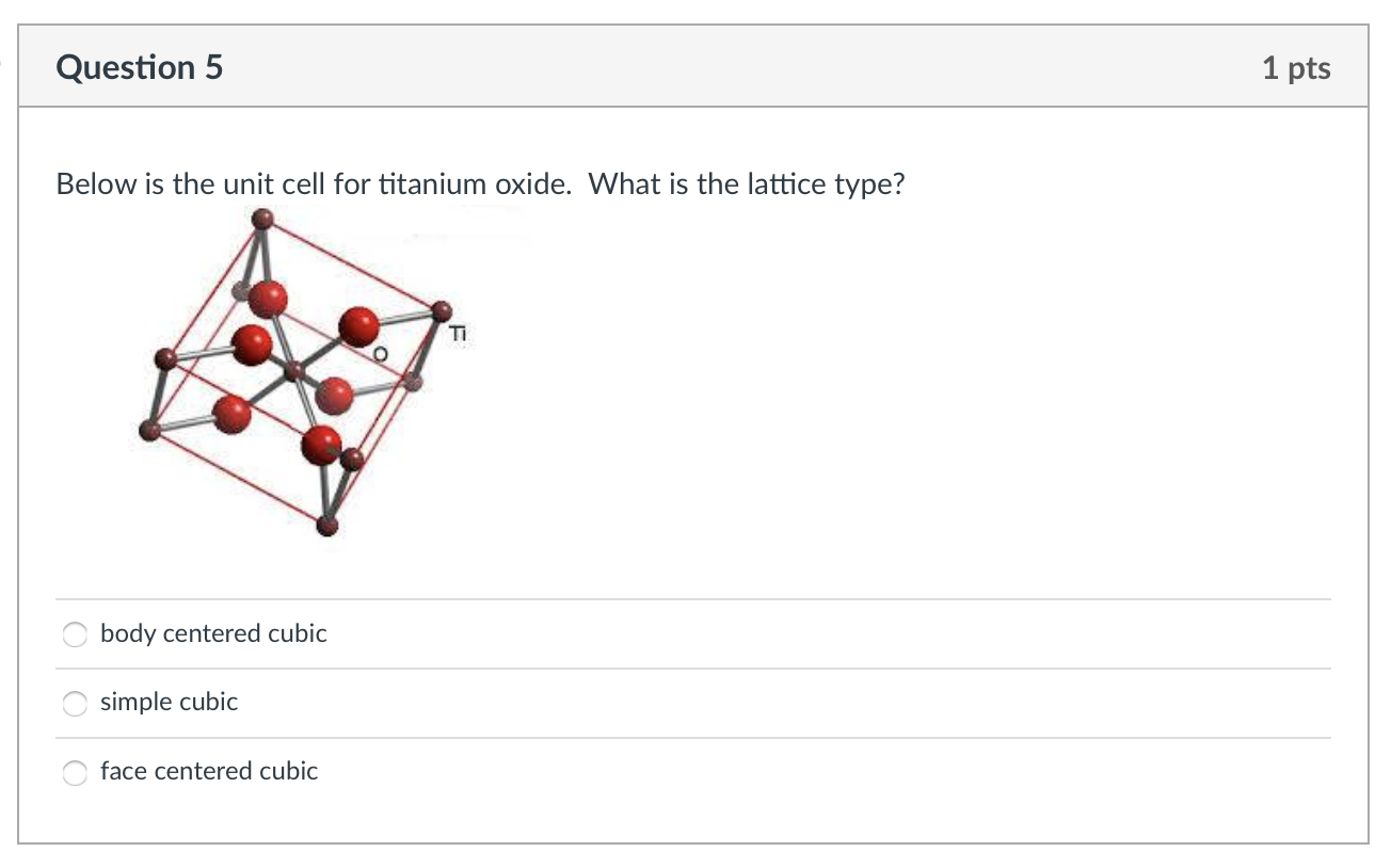 Solved Question 5 1 pts Below is the unit cell for titanium | Chegg.com