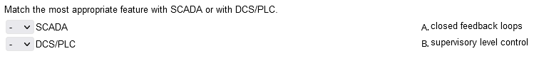 Solved Match the most appropriate feature with SCADA or with | Chegg.com