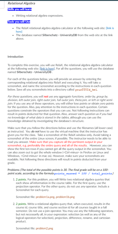 Relational Algebra Skills you will learn Writing | Chegg.com