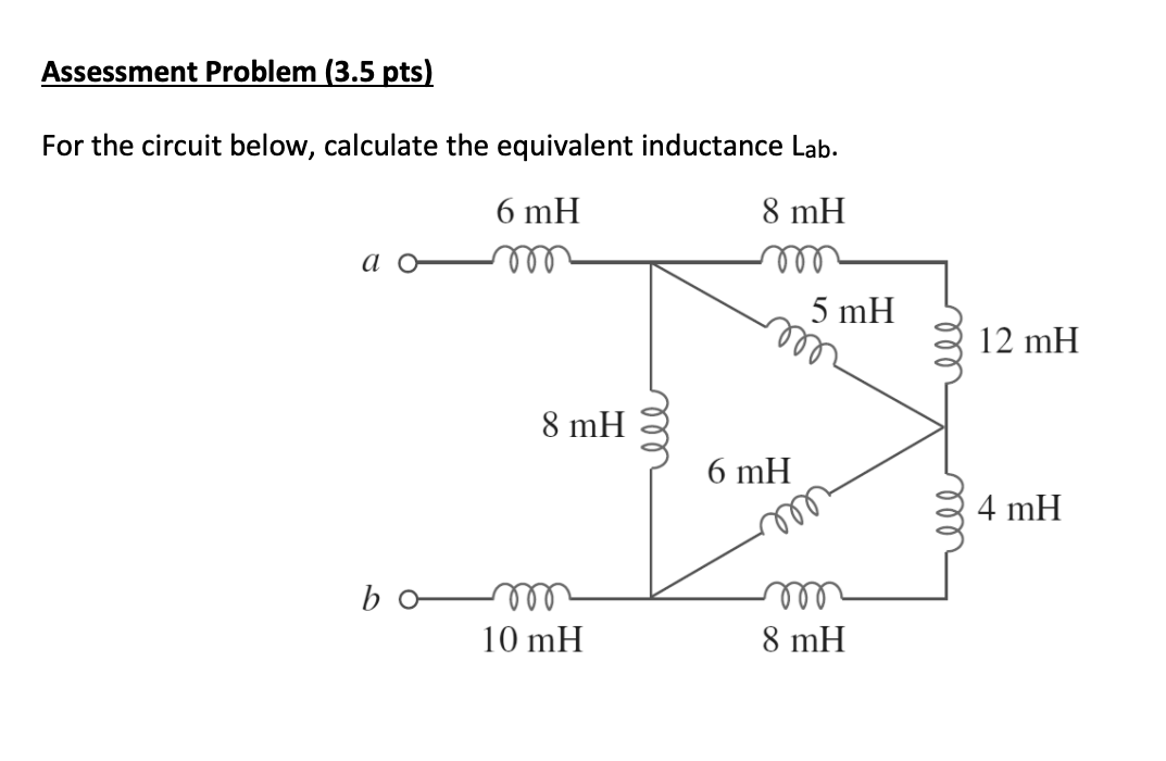 Solved Assessment Problem (3.5 ﻿pts)For the circuit below, | Chegg.com