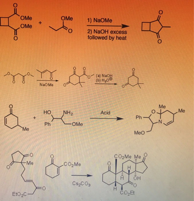 Solved OMe OMe OMe 1) NaOMe O 2) NaOH excess followed by | Chegg.com