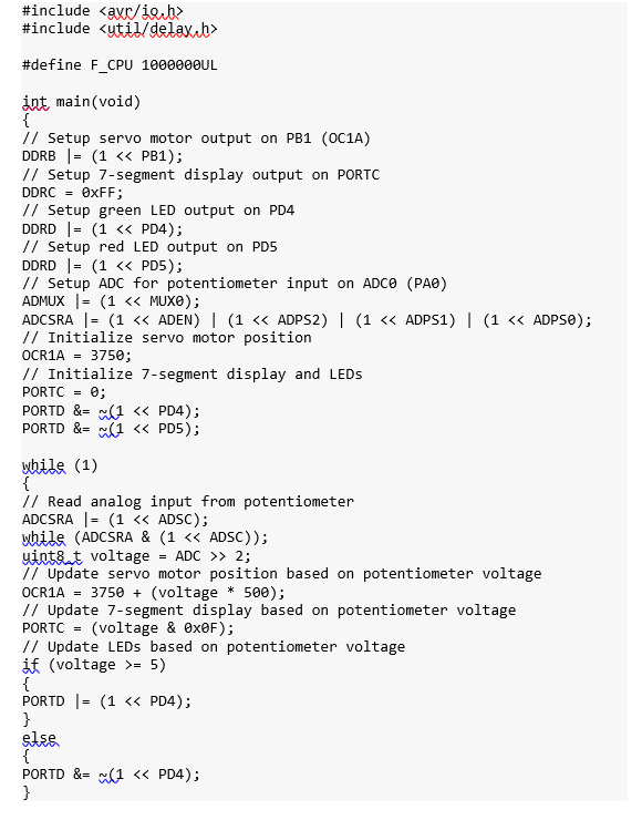 Solved You have 7SD, one potentiometer, one servo motors,2 | Chegg.com