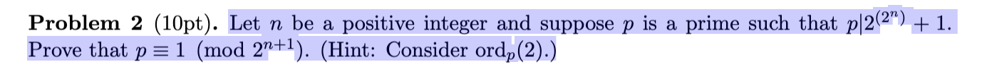 Solved Problem 2 (10pt). Let n be a positive integer and | Chegg.com