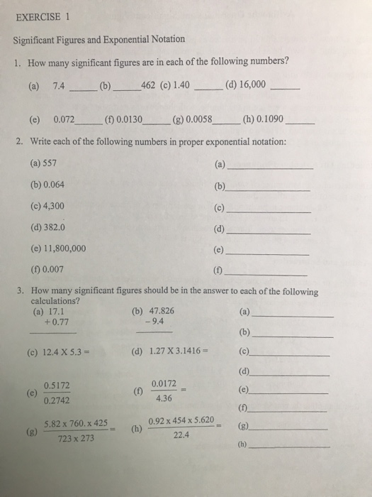 Solved Significant Figures and Exponential Notation How | Chegg.com