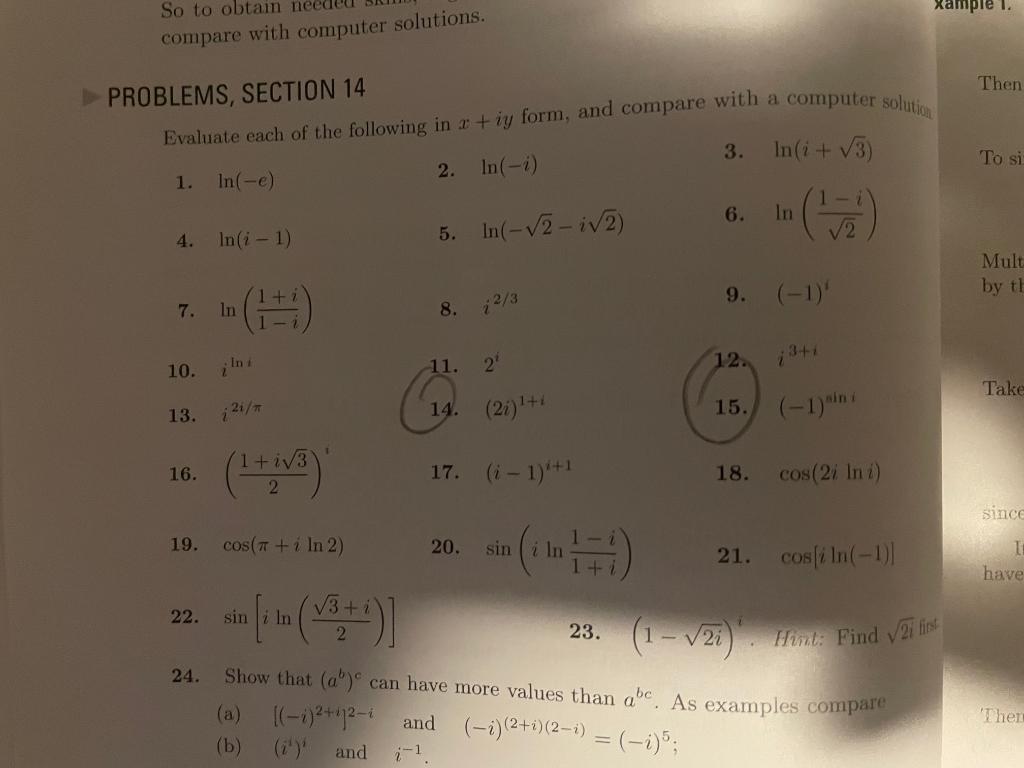 Solved So to obtain need Xample 1. compare with computer | Chegg.com