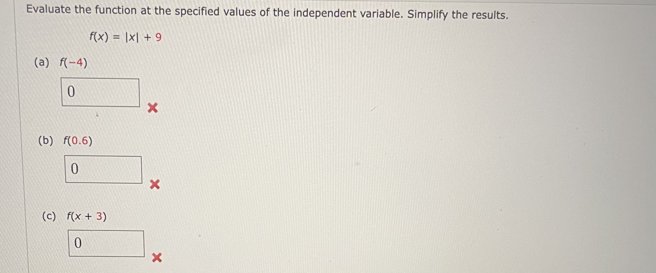Solved Evaluate the function at the specified values of the | Chegg.com
