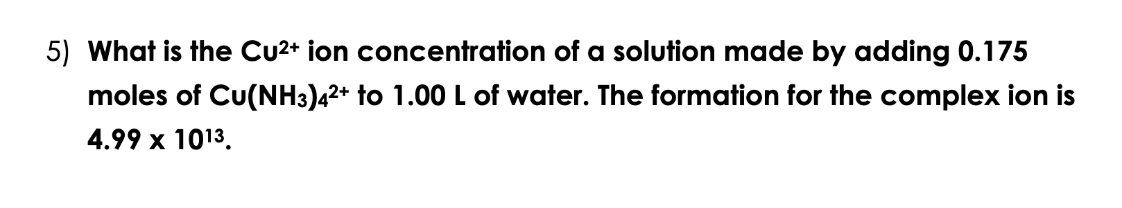 Solved 5) What is the Cu2+ ion concentration of a solution | Chegg.com