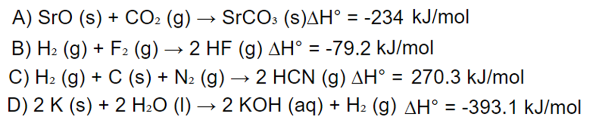 High Quality SOLUTION Which one of ﻿the equations below is an ﻿endothermic | Chegg.com