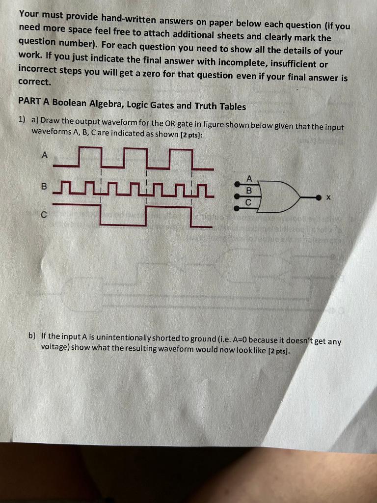 Solved Your must provide hand-written answers on paper below | Chegg.com