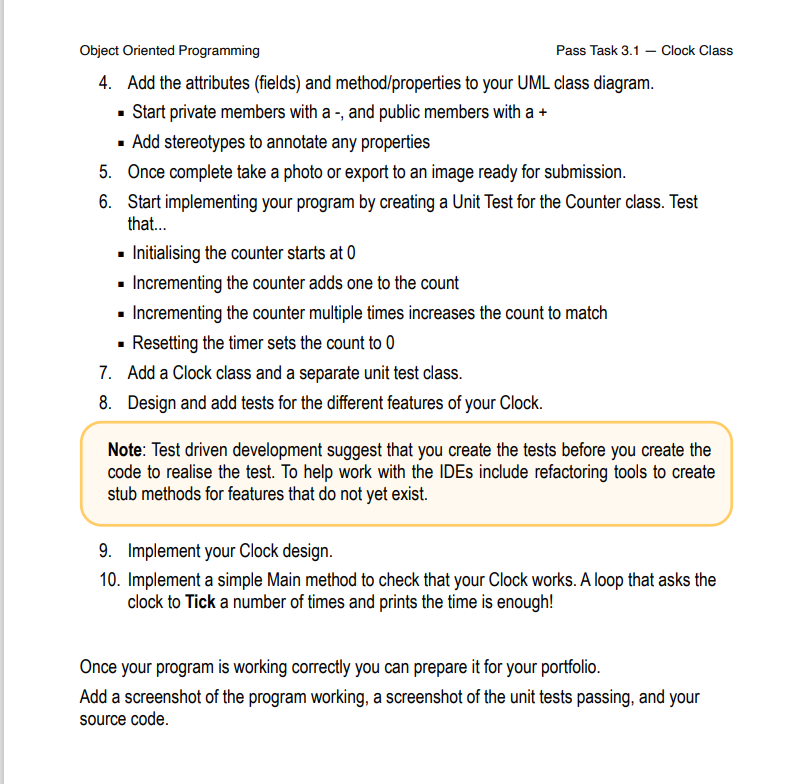 Solved I need help in building a clock Nunit Test along with | Chegg.com