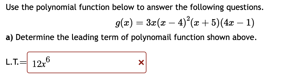 Solved Use the polynomial function below to answer the | Chegg.com