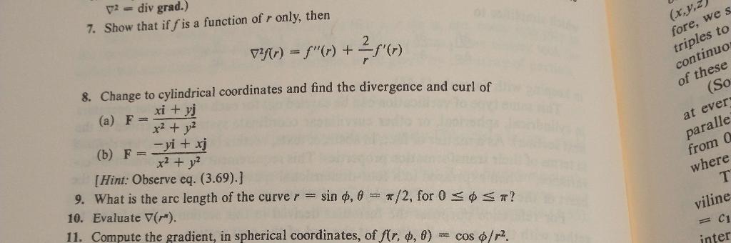 Solved ∇2= div grad.) 7. Show that if f is a function of r | Chegg.com