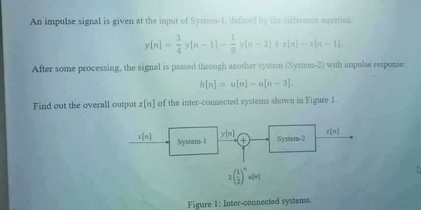 Solved An impulse signal is given at the input of System-l. | Chegg.com