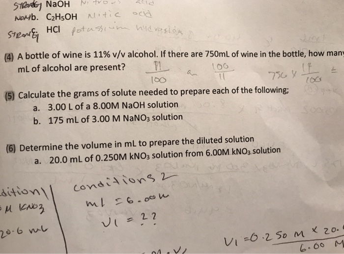 Solved HCI ft (4) A bottle of wine is 11% v/v alcohol. If | Chegg.com