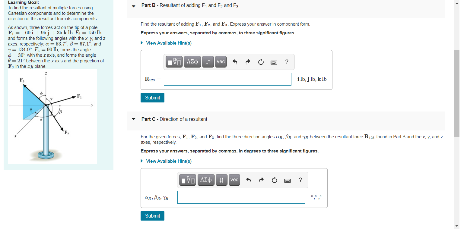 Solved Part B - Resultant of adding F1 and F2 and F3 | Chegg.com