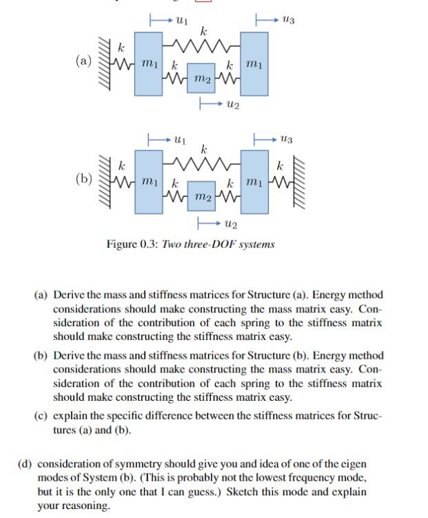 Figure 0.3: Two three-DOF systems (a) Derive the mass | Chegg.com