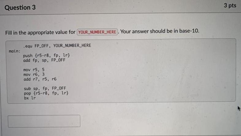 Solved Question 3 Fill in the appropriate value for | Chegg.com