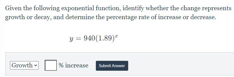 Solved Given the following exponential function, identify | Chegg.com