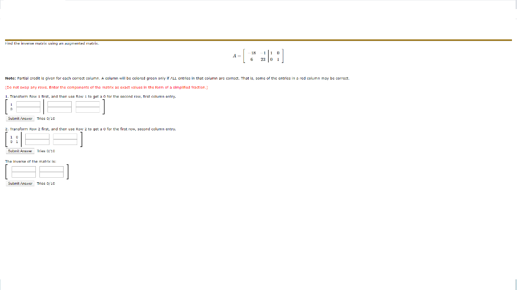 Solved Find the inverse matrix using an augmented matrix A | Chegg.com