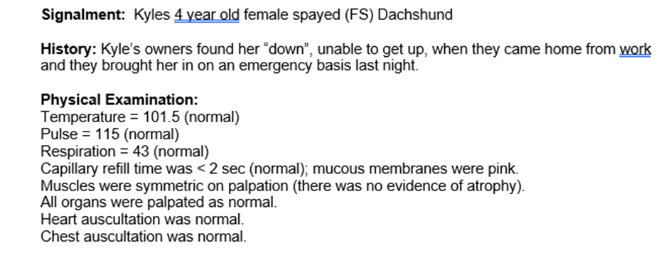 Solved Please uses Kyle's neurological examination, found | Chegg.com