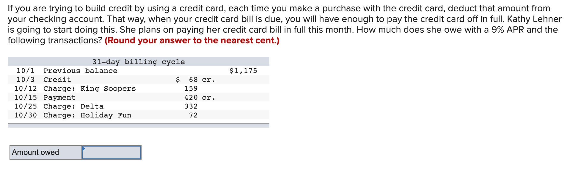 Solved If you are trying to build credit by using a credit | Chegg.com