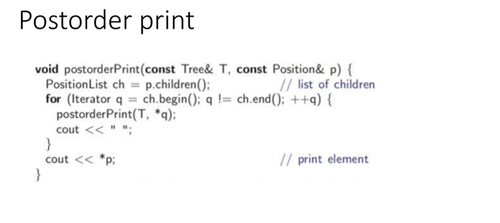 Example application for post order traversal Example | Chegg.com