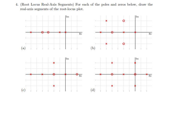 Solved 4. (Root Locus Real-Axis Segments) For each of the | Chegg.com