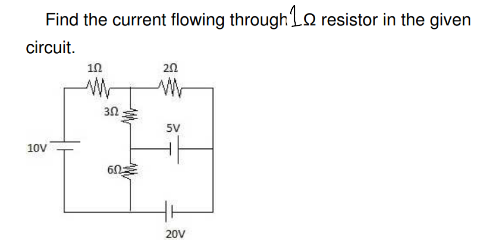 Solved Find the current flowing through 1Ω resistor in the | Chegg.com