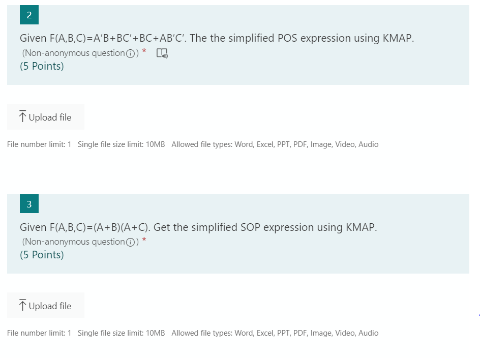 Solved Simplify the following Boolean equations using KMAP | Chegg.com