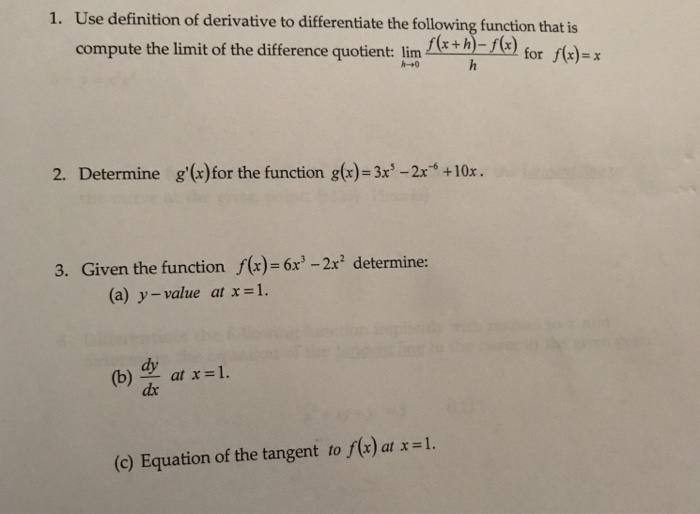 Solved Use definition of derivative to differentiate the | Chegg.com