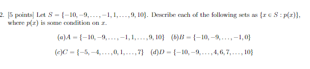 Solved 1. (5 pointsLet U = the following. {1,2,3} be the | Chegg.com