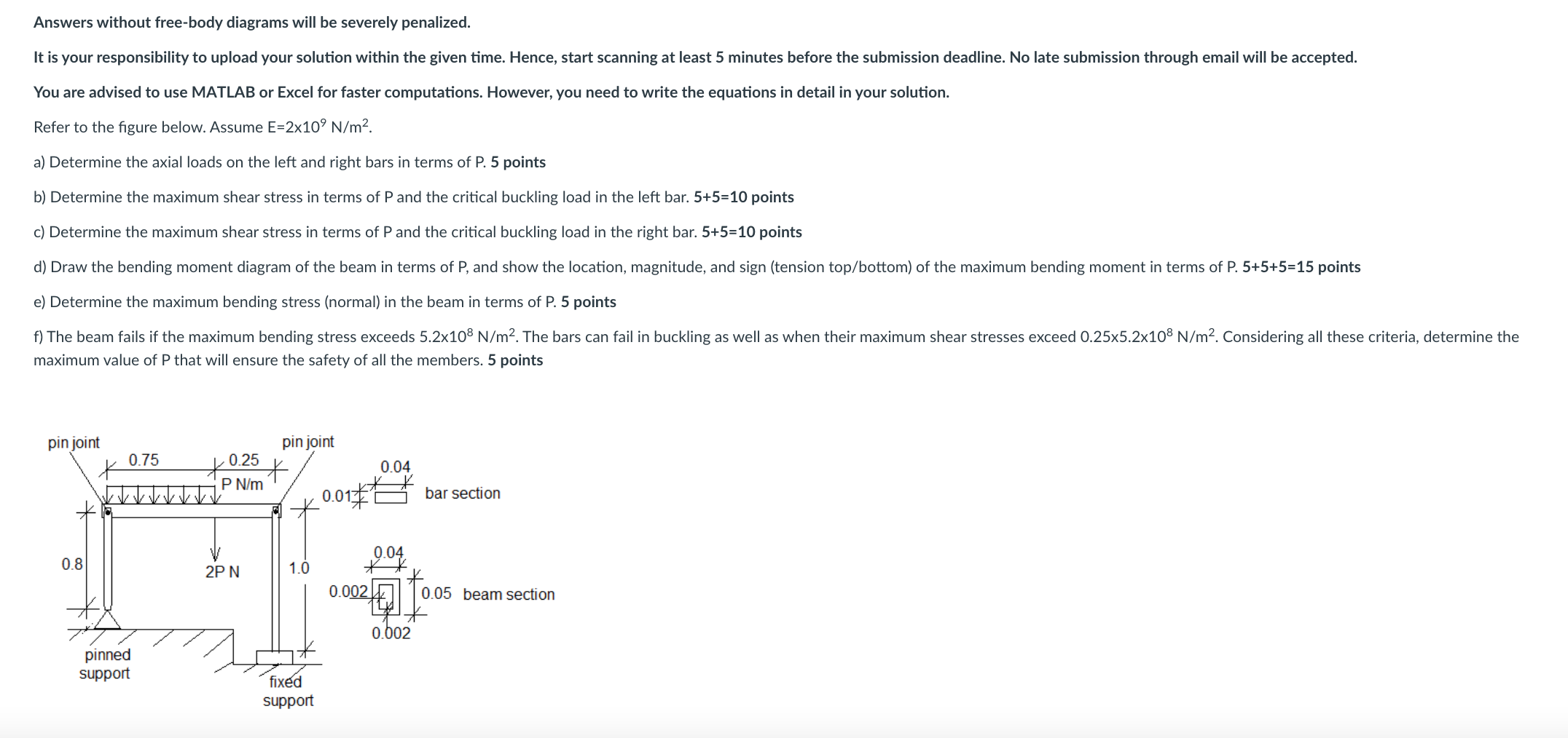 a) Determine the axial loads on the left and right | Chegg.com