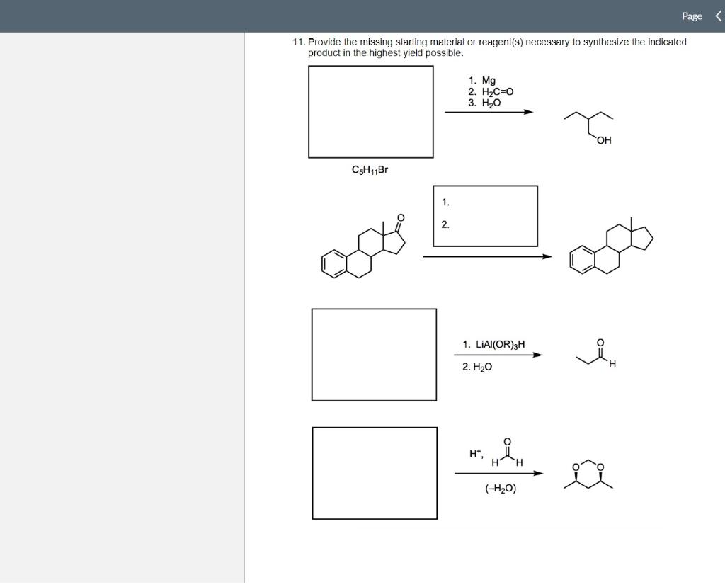 Solved Page 11. Provide the missing starting material or | Chegg.com
