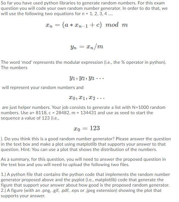Solved So far you have used python libraries to generate | Chegg.com