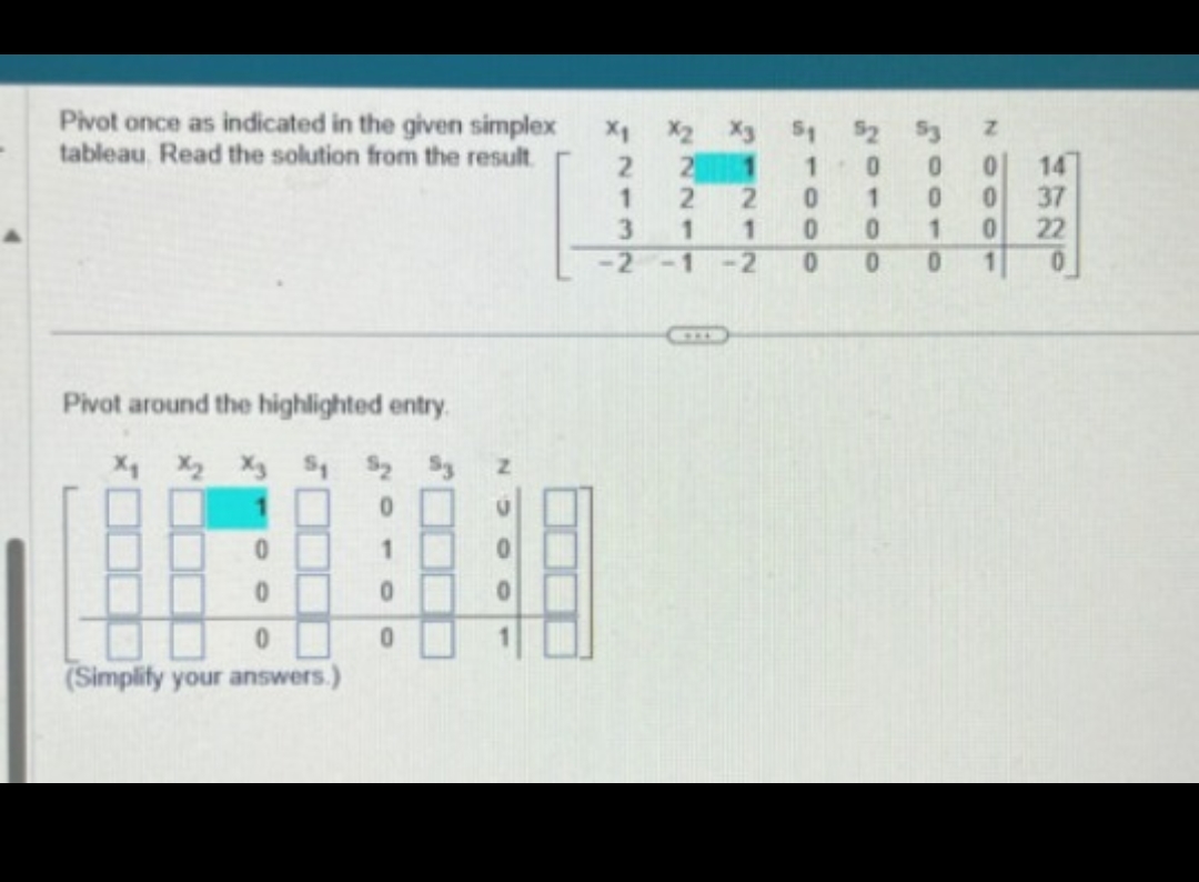 Solved Pivot around the highlighted entry. | Chegg.com